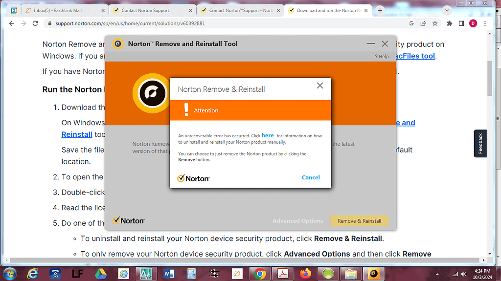 Remove and Re-Install Problems - Norton 360 for Windows - Norton Community